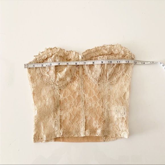 36zips | Tops | Nwt S Creambeige Sexy Lace Mesh Corset Bustier Top | Poshmark